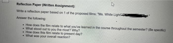 Solved Reflection Paper (Written Assignment): Write a | Chegg.com