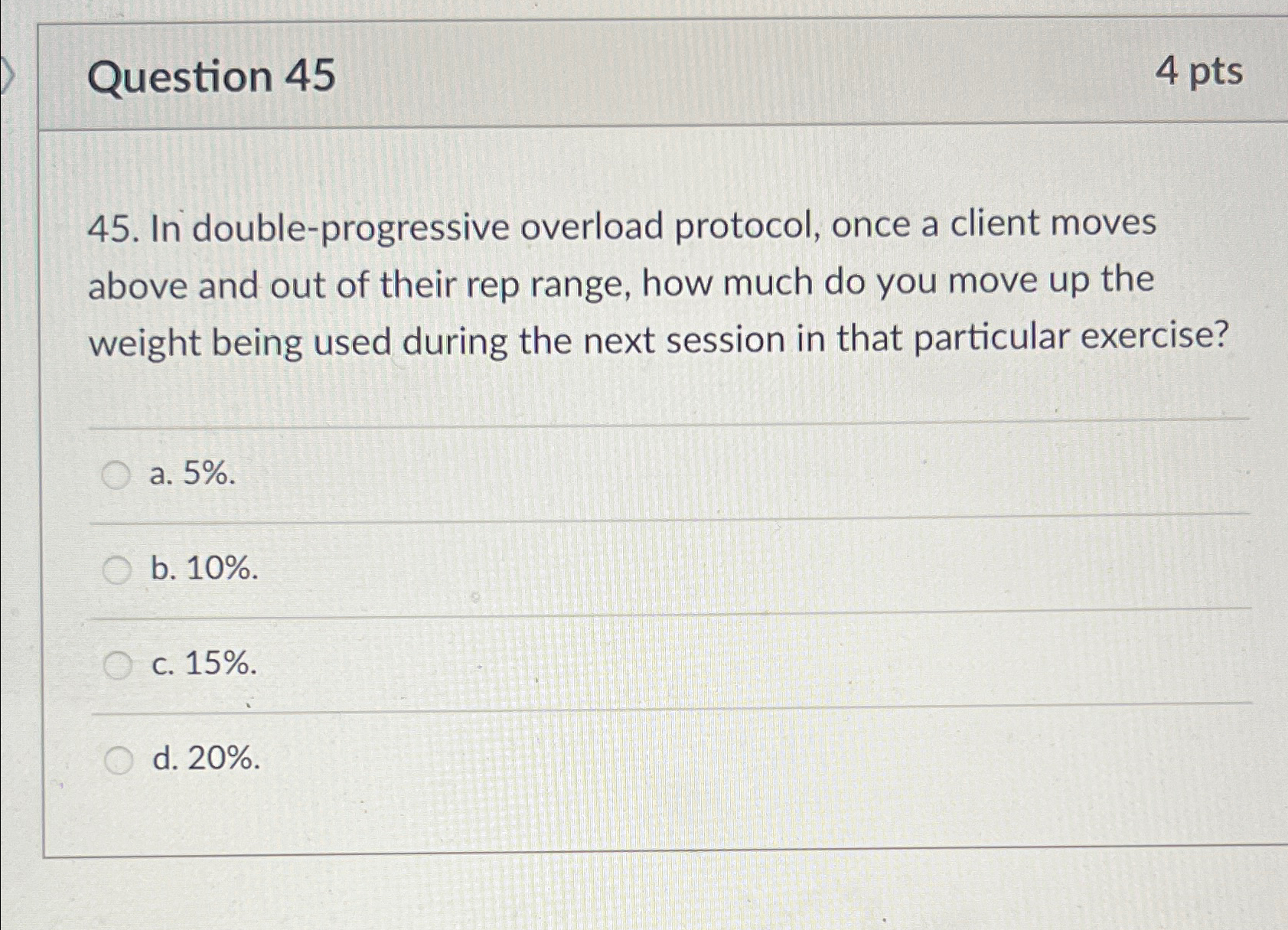 Solved Question 454 ﻿pts45. ﻿In double-progressive overload | Chegg.com
