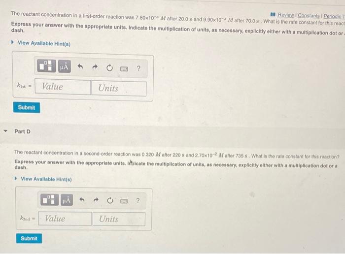 Solved the integrated rate laws for zero, first and second | Chegg.com