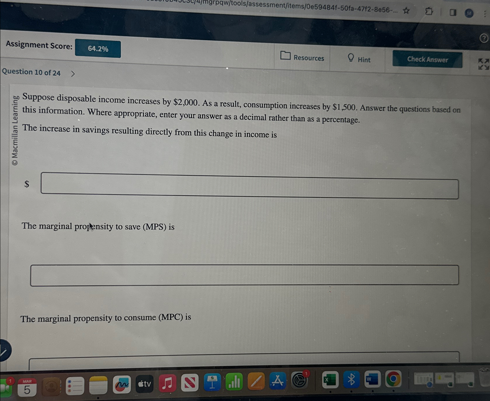 Solved Assignment Score:ResourcesHintQuestion 10 ﻿of | Chegg.com