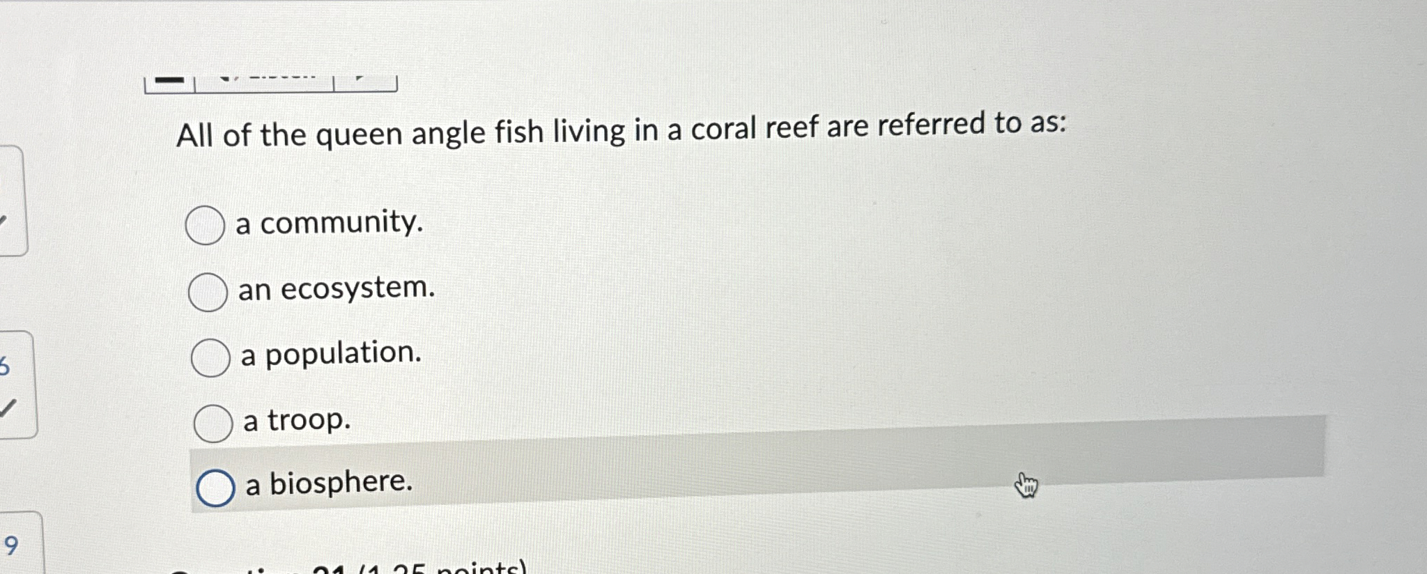 Solved All of the queen angle fish living in a coral reef | Chegg.com