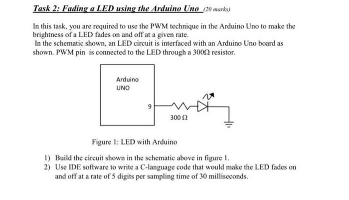Solved Task 2: Fading a LED using the Arduino Uno_(20 marks) | Chegg.com