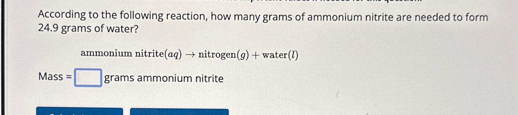 Solved According to the following reaction, how many grams | Chegg.com