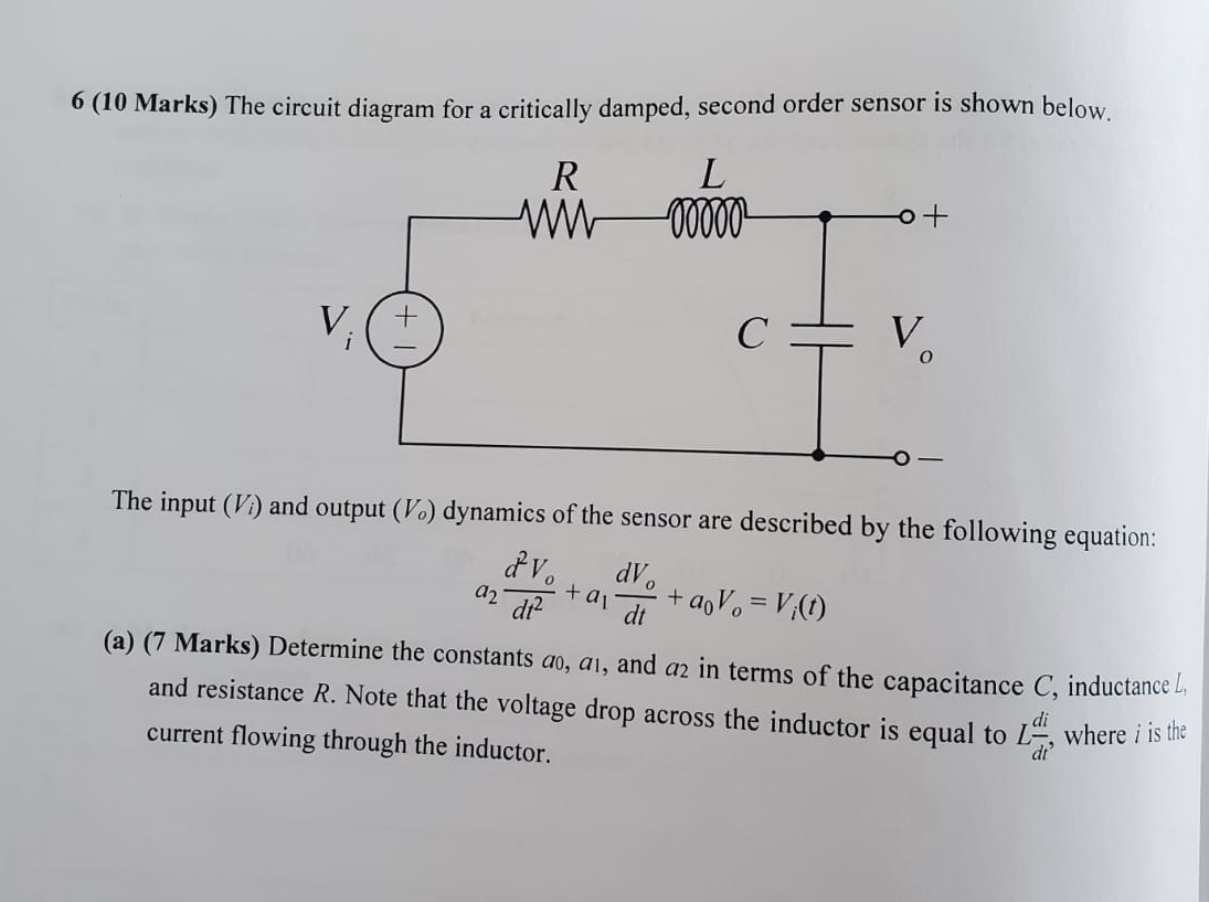 Solved 6) ﻿The circuit diagram for a critically damped, | Chegg.com
