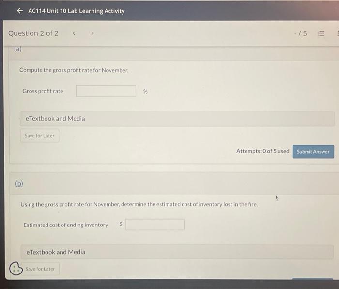 Solved Ac114 Unit 10 Lab Learning Activity Question 2 Of 2