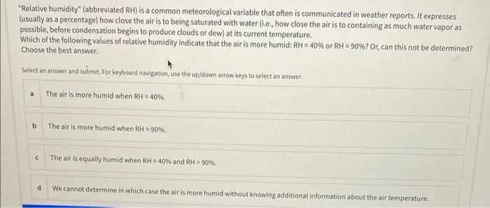 Solved "Relative humidity" (abbreviated RH) is a common | Chegg.com