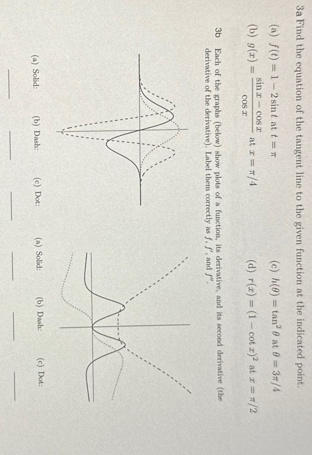 Solved 3.5 3a Find the equation of the tangent line to the | Chegg.com