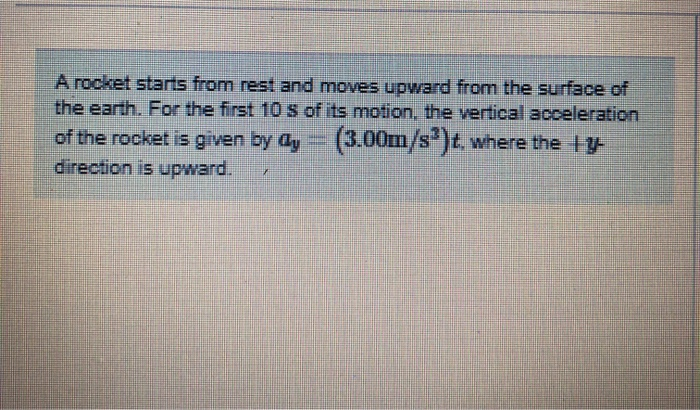 Solved A rocket starts from rest and moves upward from the | Chegg.com