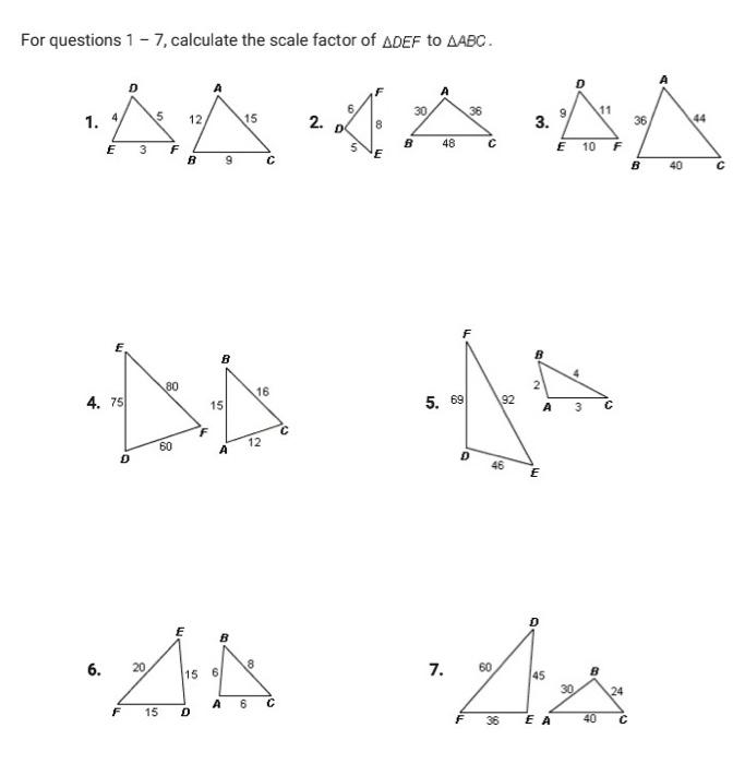 Solved For questions 1 - 7, calculate the scale factor of | Chegg.com
