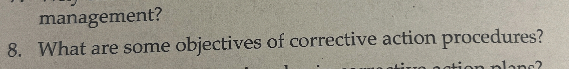 Solved management?8. ﻿What are some objectives of corrective | Chegg.com