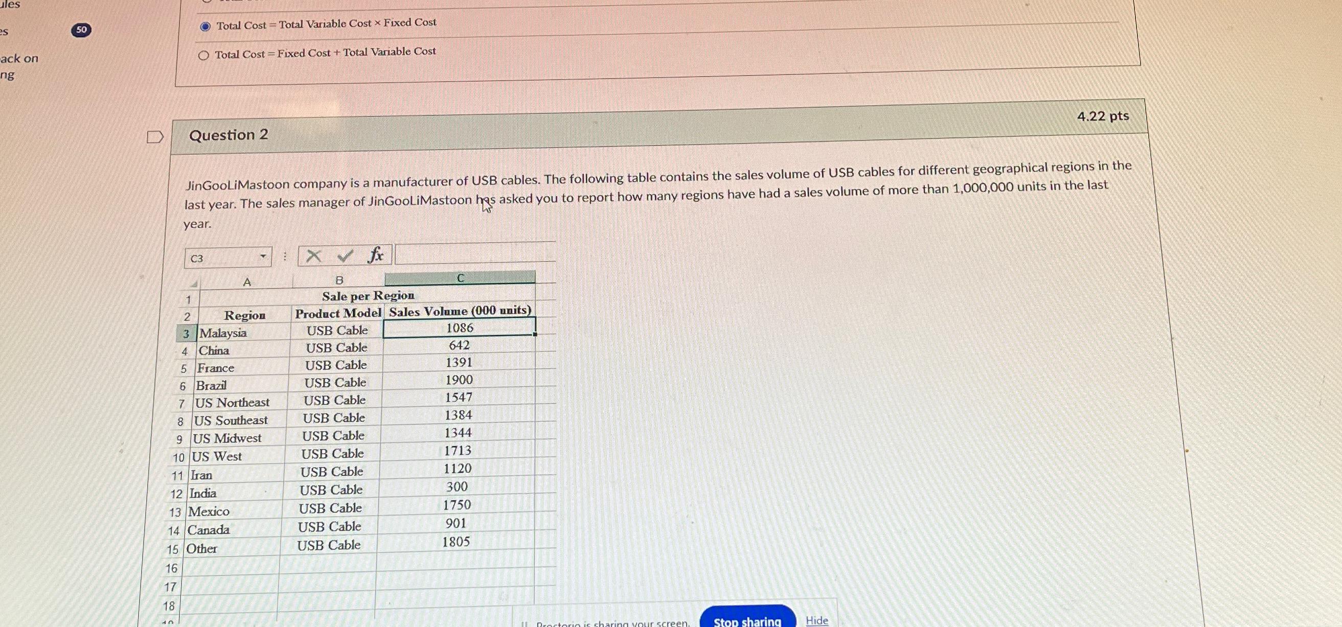 Solved Total Cost = Total Variable Cost \\\\times Fixed | Chegg.com