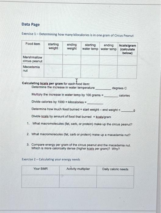 Solved Data Page Exercise 1- Determining how many | Chegg.com