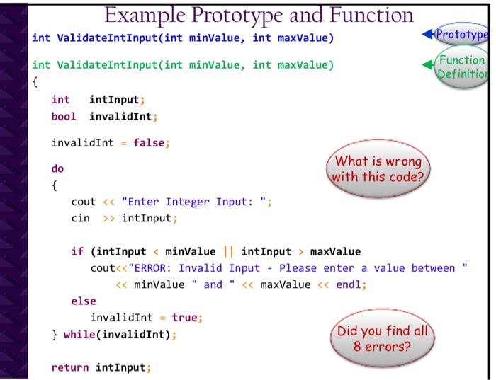Solved Example Prototype and Function int | Chegg.com