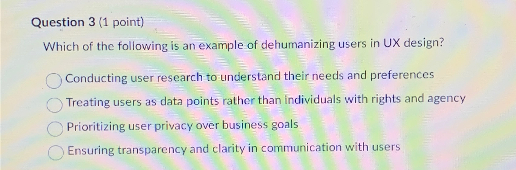 Solved Question 3 (1 ﻿point)Which of the following is an | Chegg.com