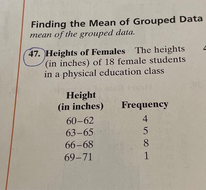 Solved Finding the Mean of Grouped Data mean of the grouped | Chegg.com