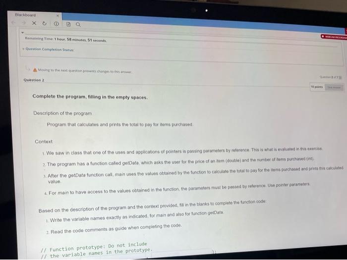 Solved Complete the program, filling in the empty spaces. | Chegg.com
