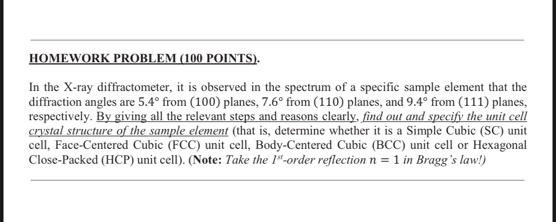 Solved HOMEWORK PROBLEM (100 ﻿POINTS).In the X-ray | Chegg.com