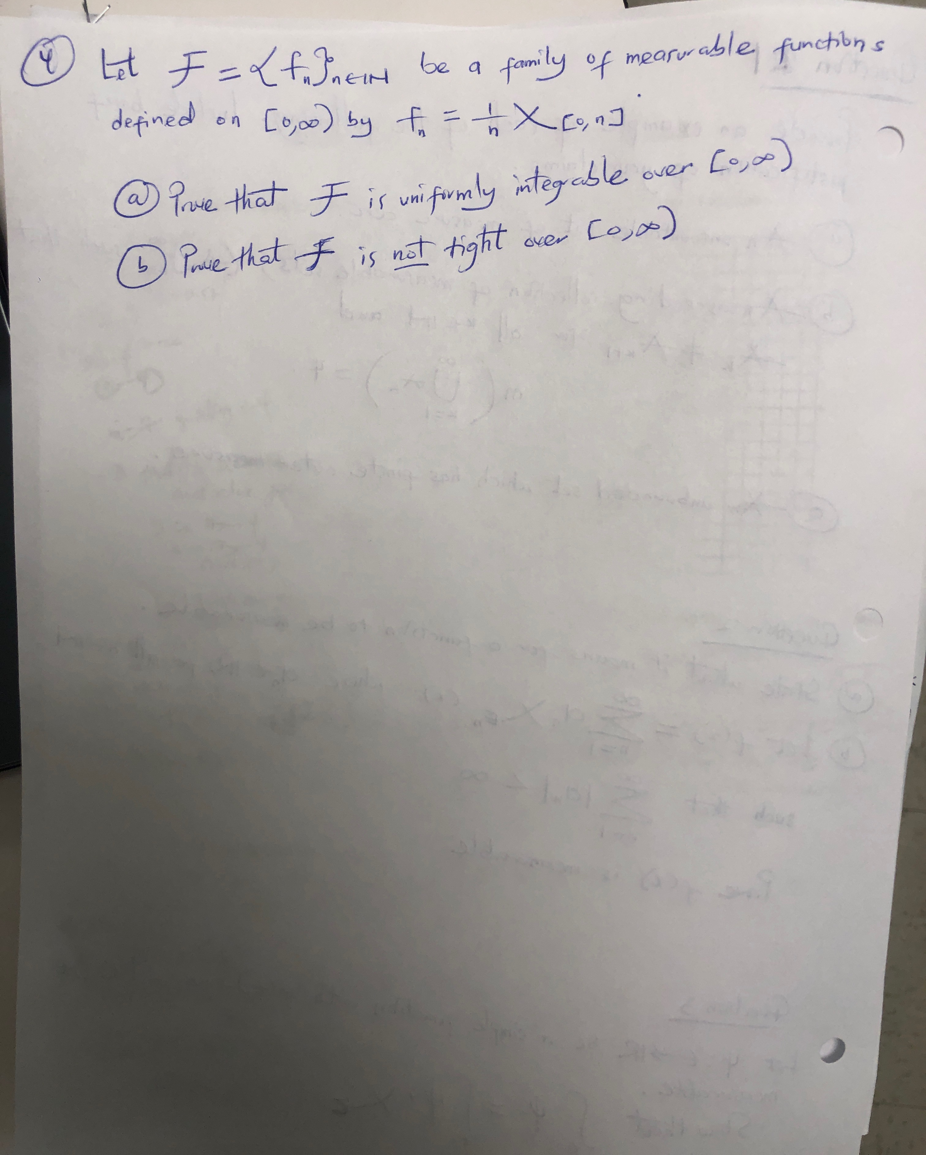 Solved (4) ﻿Let F={fn}ninN ﻿be a family of mearurable | Chegg.com