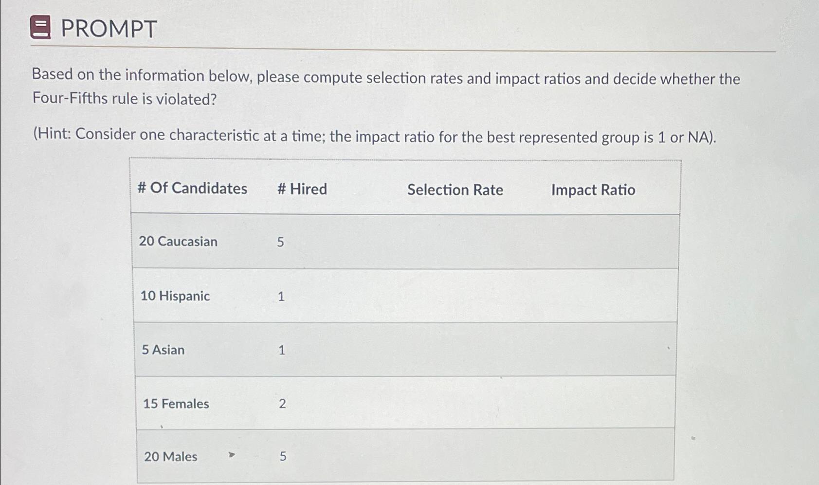 Solved PROMPTBased on the information below, please compute | Chegg.com