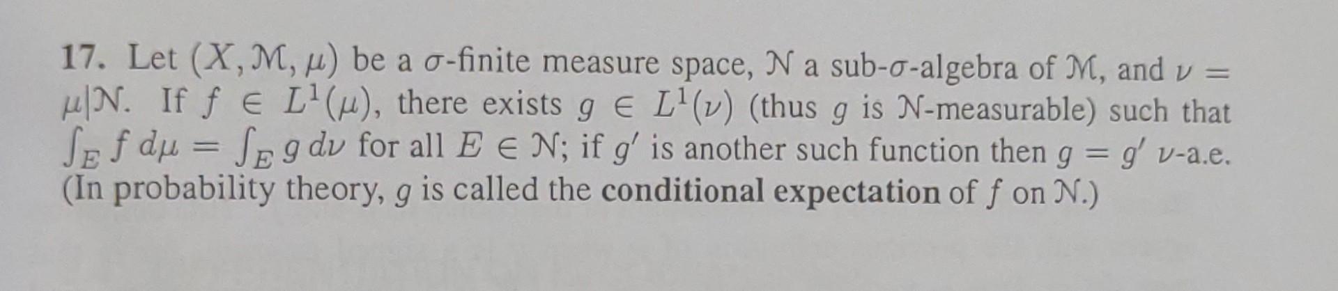Solved 17 Let X M μ Be A σ Finite Measure Space N A Sub