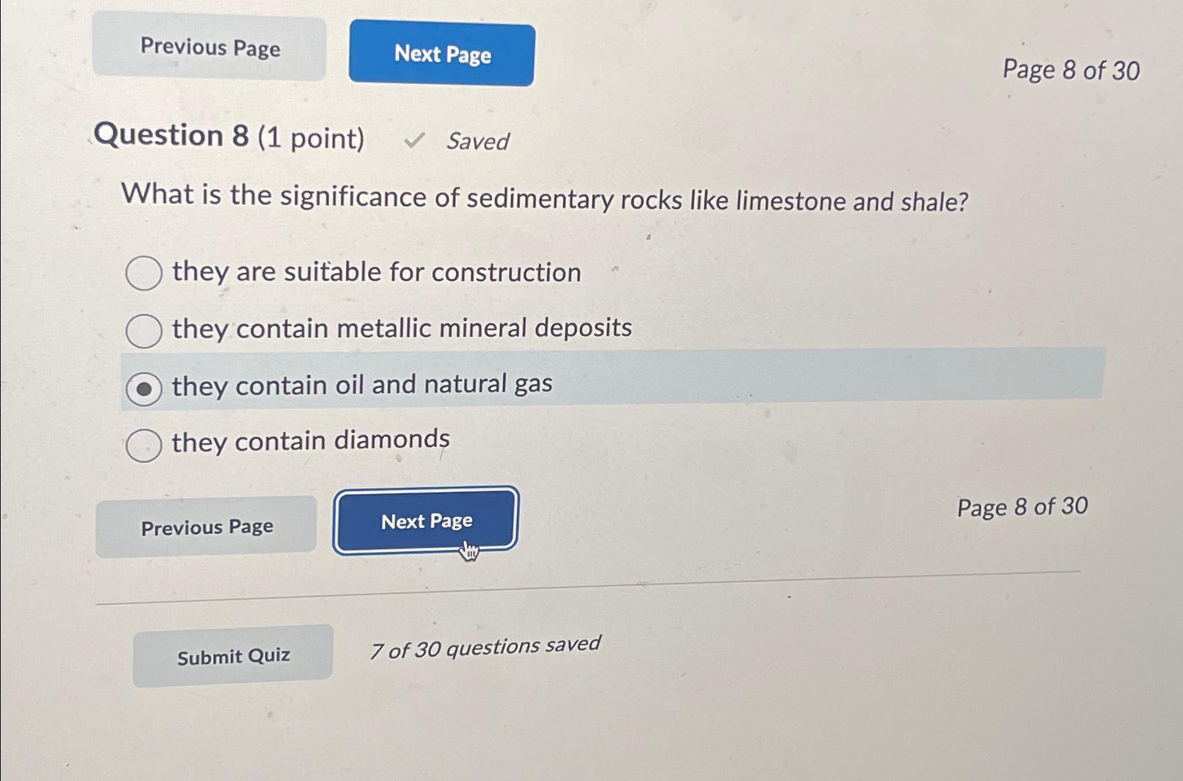 Solved Page 8 ﻿of 30Question 8 (1 ﻿point) ﻿SavedWhat is the | Chegg.com