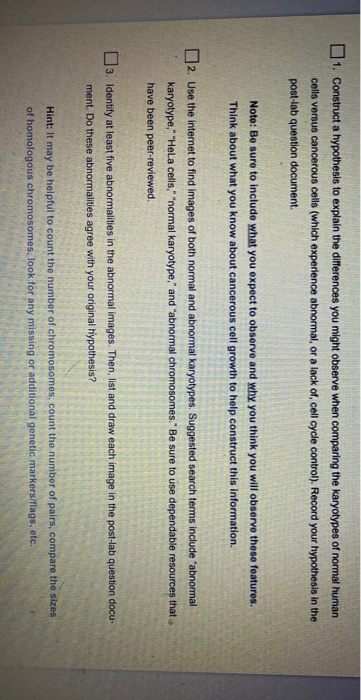 Solved 1. Construct a hypothesis to explain the differences | Chegg.com