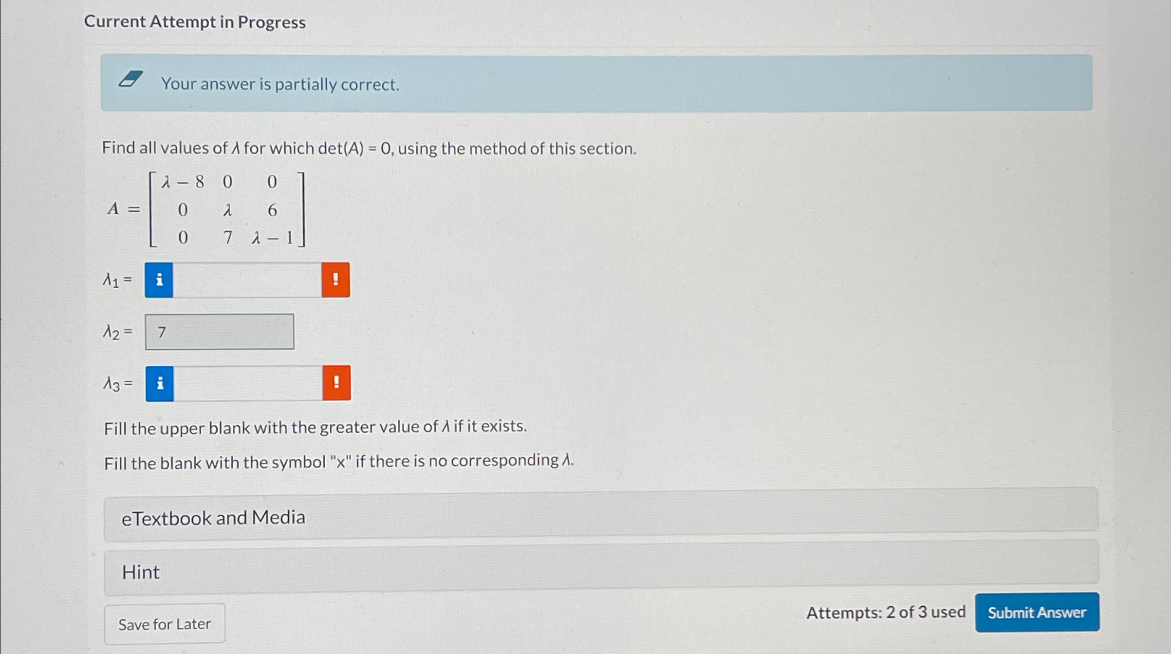 Solved Current Attempt in ProgressYour answer is partially | Chegg.com