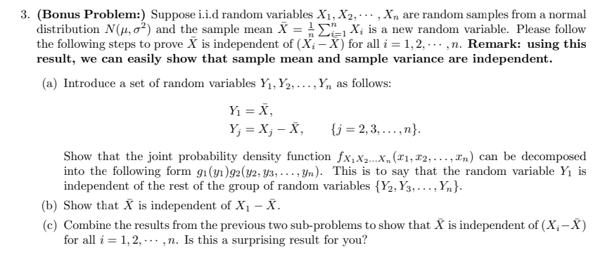 Solved (Bonus Problem:) ﻿Suppose i.i.d random variables | Chegg.com