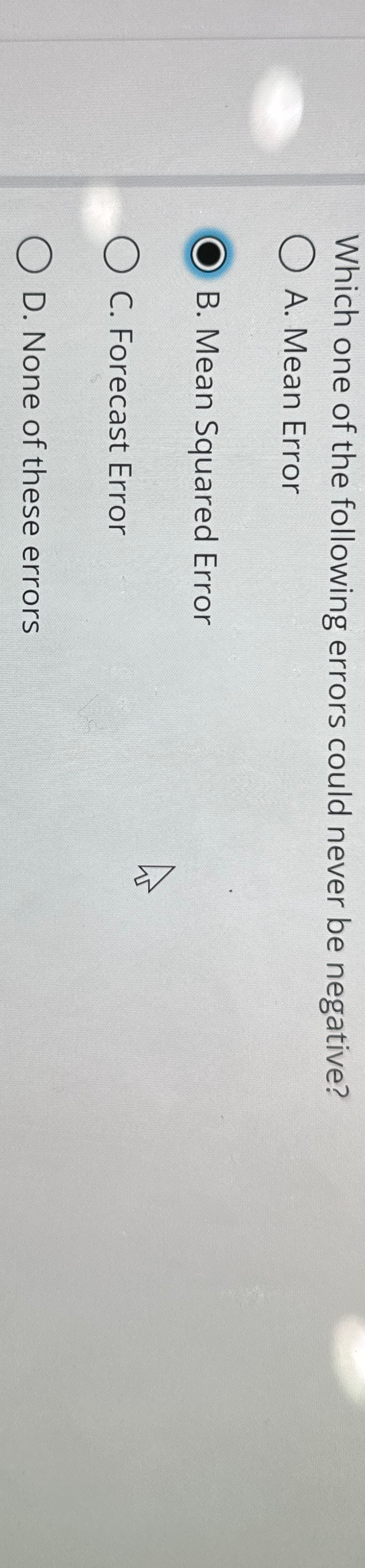 Solved Which one of the following errors could never be | Chegg.com