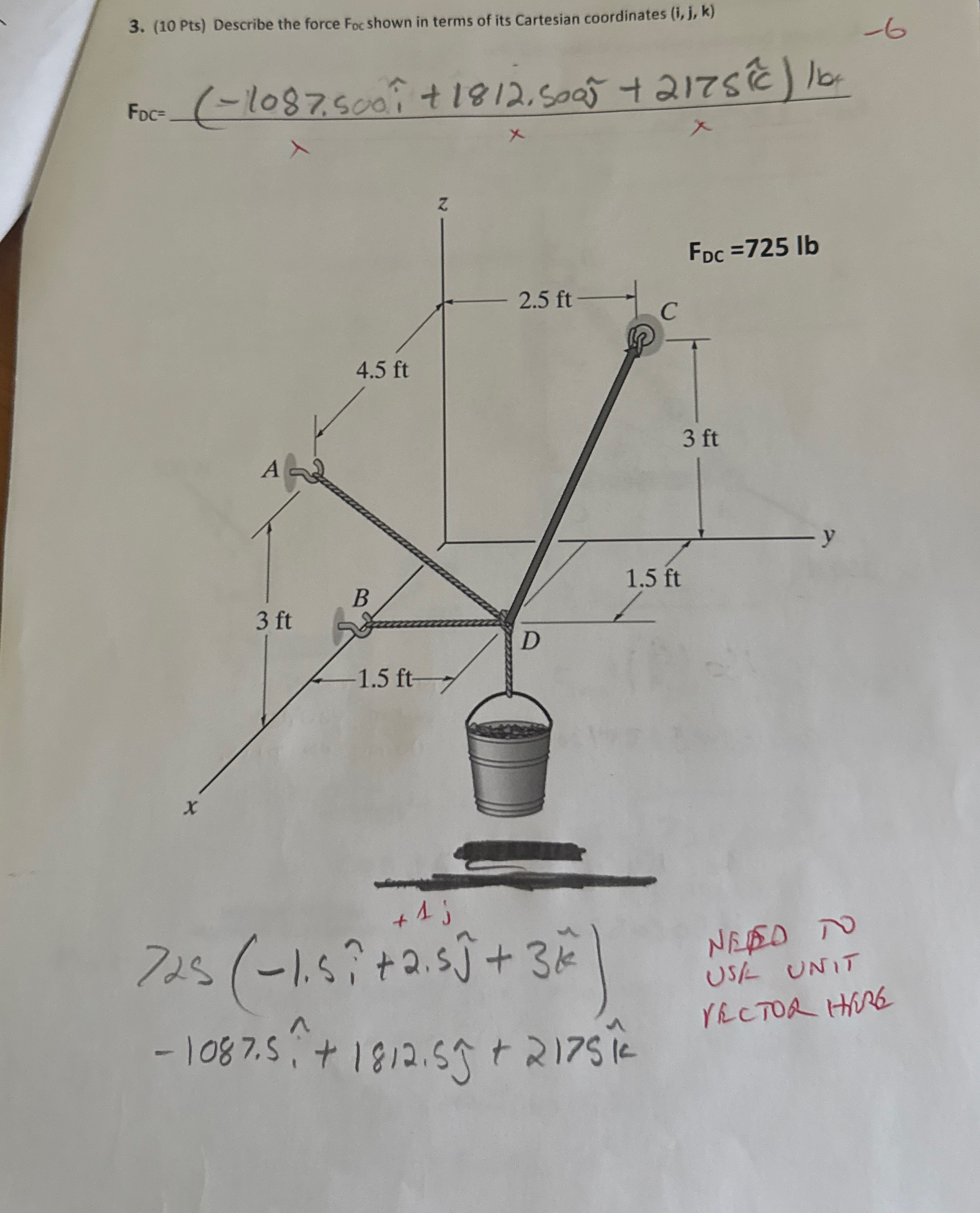 Solved (10 ﻿Pts) ﻿Describe the force Foc shown in terms of | Chegg.com