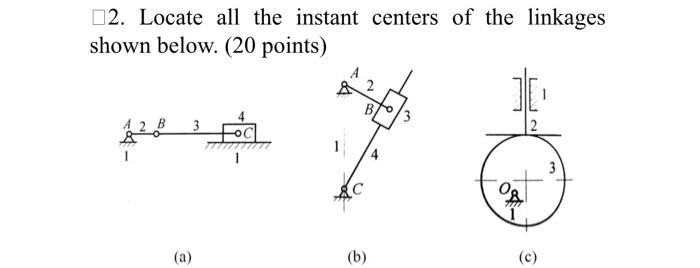 Solved 2. Locate all the instant centers of the linkages | Chegg.com