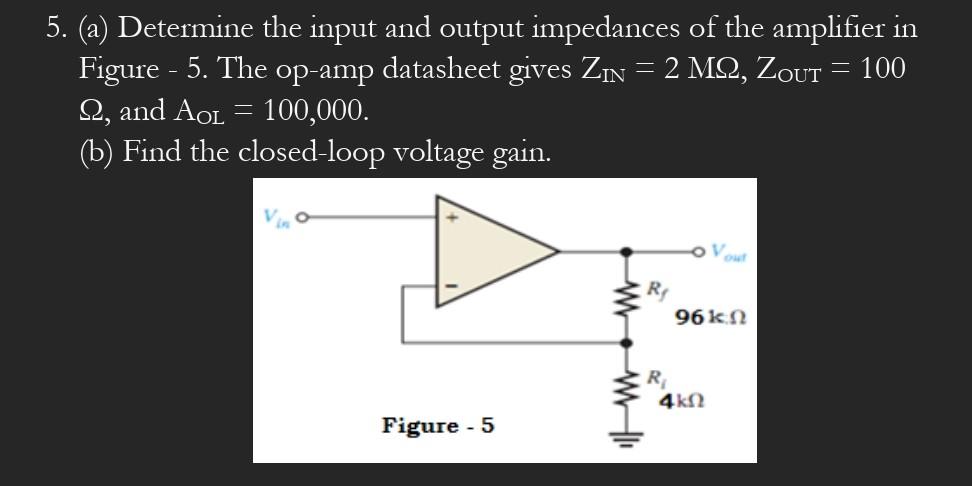Solved 5. (a) Determine the input and output impedances of | Chegg.com