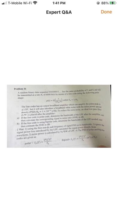 T-Mobile Wi-Fi 1:41 PM Expert Q&A Problem 16 A random | Chegg.com