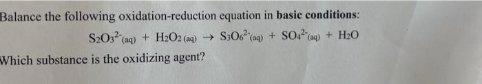 Solved Balance the following oxidation-reduction equation in | Chegg.com