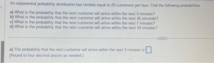 Solved An exponential probability distribution has lambda | Chegg.com