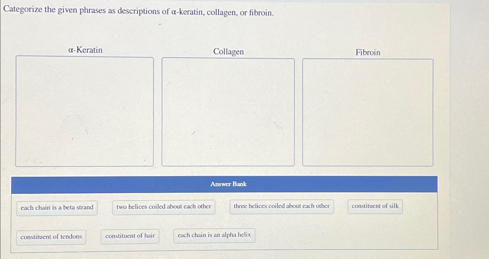 Solved Categorize the given phrases as descriptions of | Chegg.com