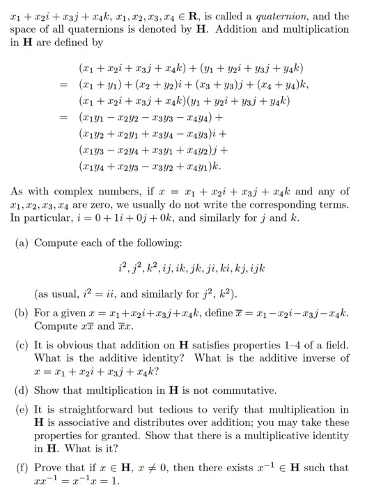 Solved When we construct the complex numbers from the real | Chegg.com