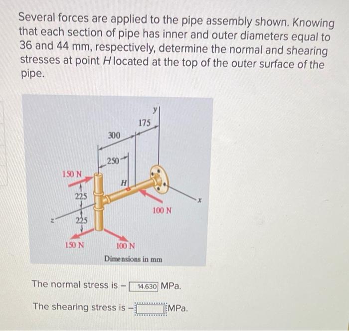 Solved Several forces are applied to the pipe assembly | Chegg.com