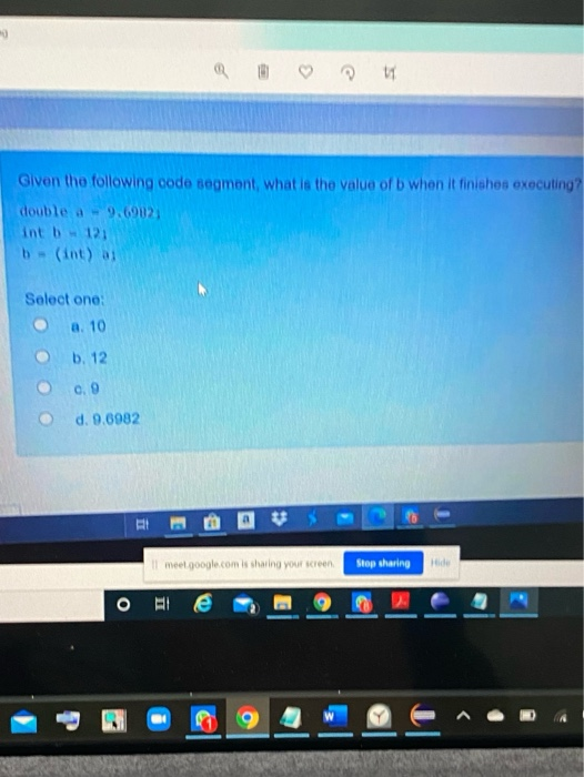 Solved Given the following code segment, what is the value | Chegg.com