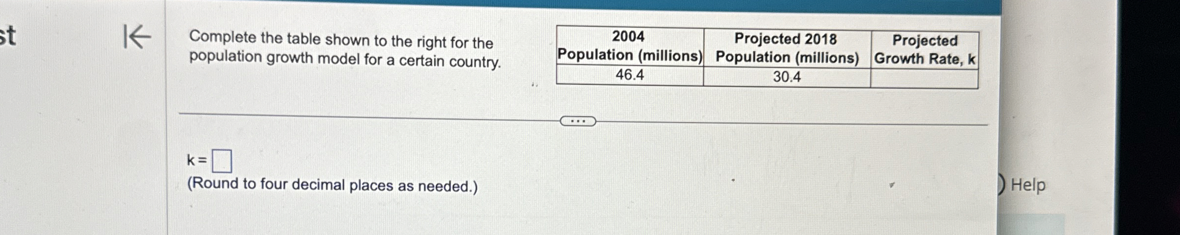 Solved Complete the table shown to the right for the | Chegg.com