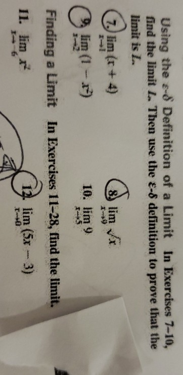 Solved Using the e-8 Definition of a Limit In Exercises | Chegg.com