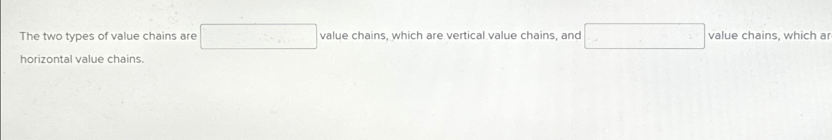 Solved The two types of value chains are value chains, which | Chegg.com