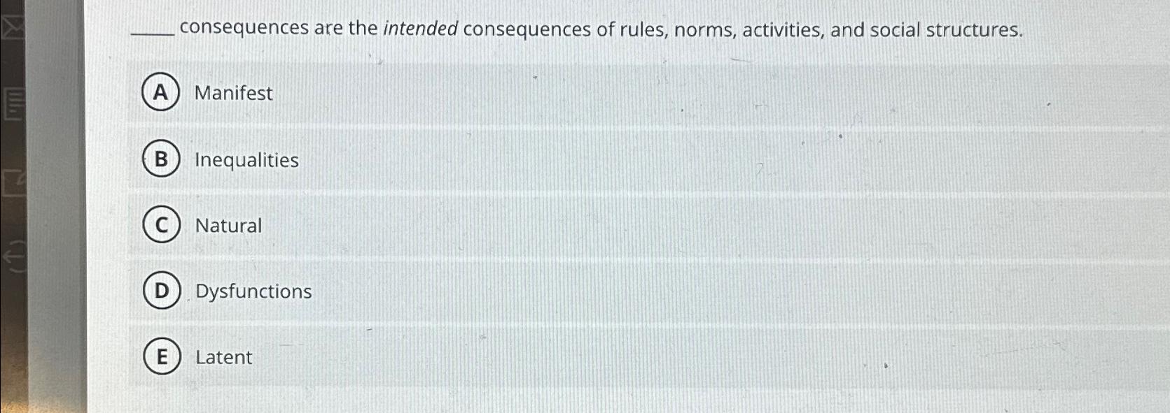 Solved consequences are the intended consequences of rules, | Chegg.com
