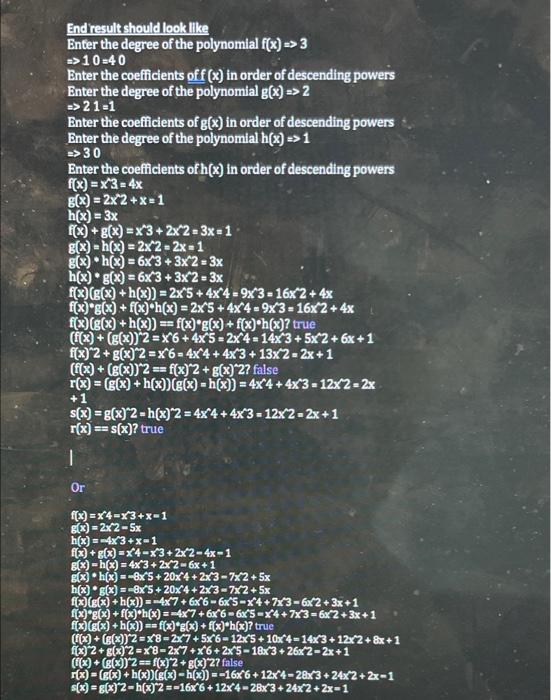 Solved The PolyCalculator Program The program will involve | Chegg.com