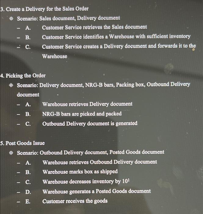 Solved D Sales Order Example Basic Steps 1. Create an | Chegg.com