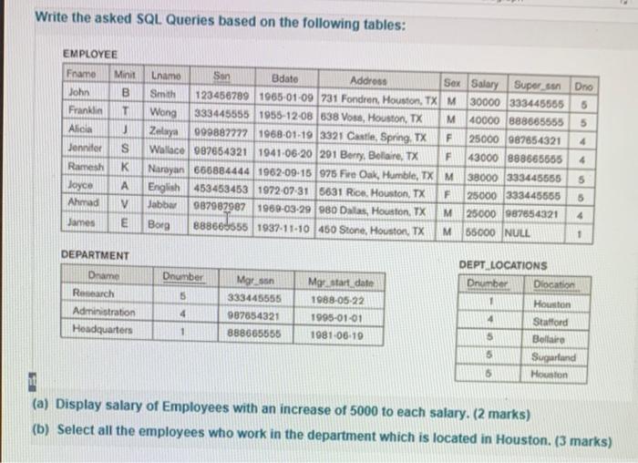 Solved Write the asked SQL Queries based on the following | Chegg.com