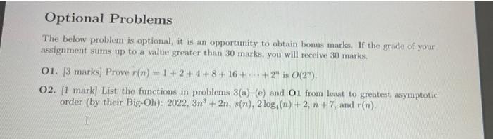 Solved Optional Problems The below problem is optional, it | Chegg.com