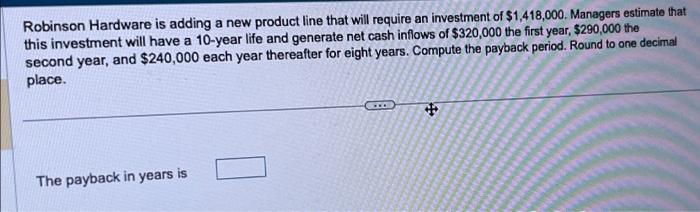 Solved Robinson Hardware is adding a new product line that | Chegg.com