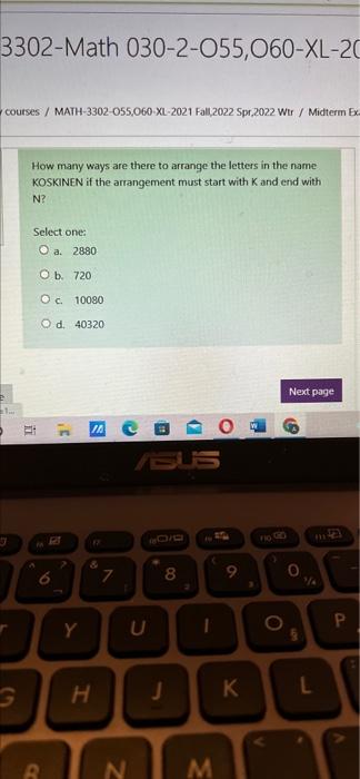 Solved 3302-Math 030-2-055,060-XL-20 courses / | Chegg.com
