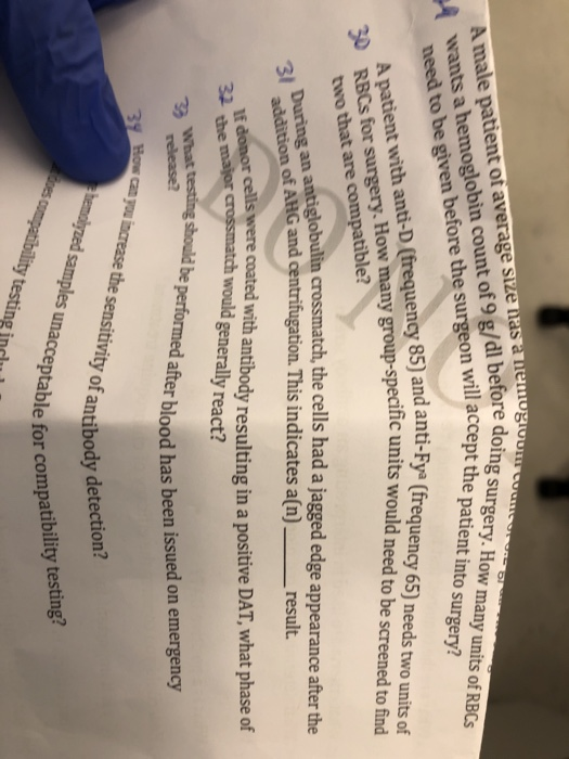 Mogloom CCR Al before doing surgery. How many units | Chegg.com